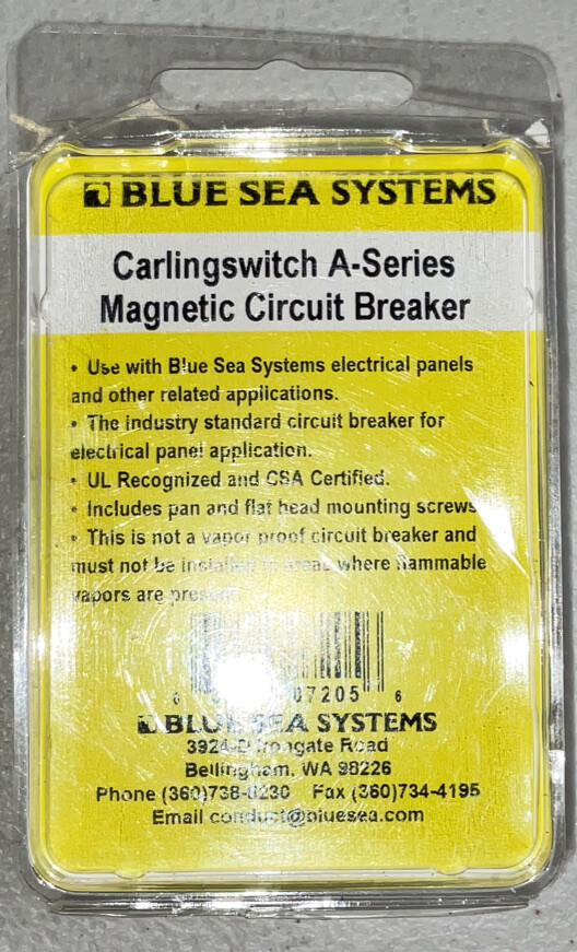 Blue Sea Systems 7205 AC/DC Single Pole Magnetic World Circuit Breaker ...