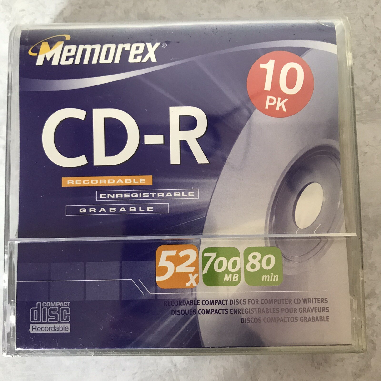 Memorex CD R 10 Pack with Protective Sleeves 52x 700mb 80min Blank ...