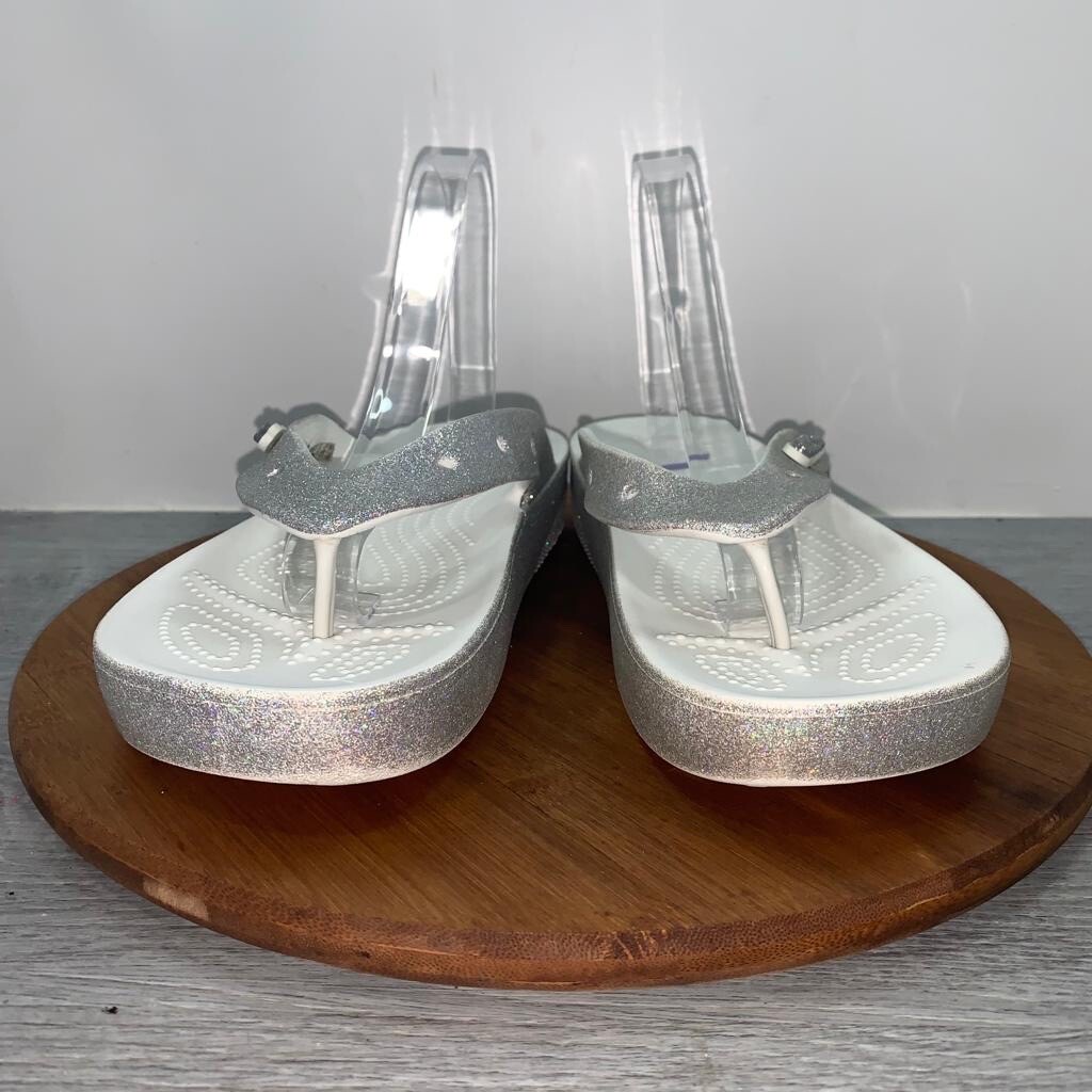 Crocs Women's 10 Classic Platform Silver / White Glit… - Gem