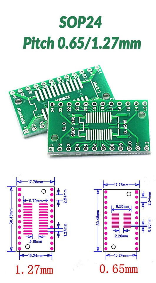 SOP SOT TQFP QFN to DIP Adapter Converter PCB Board Multiple Pitch 0.5 ...
