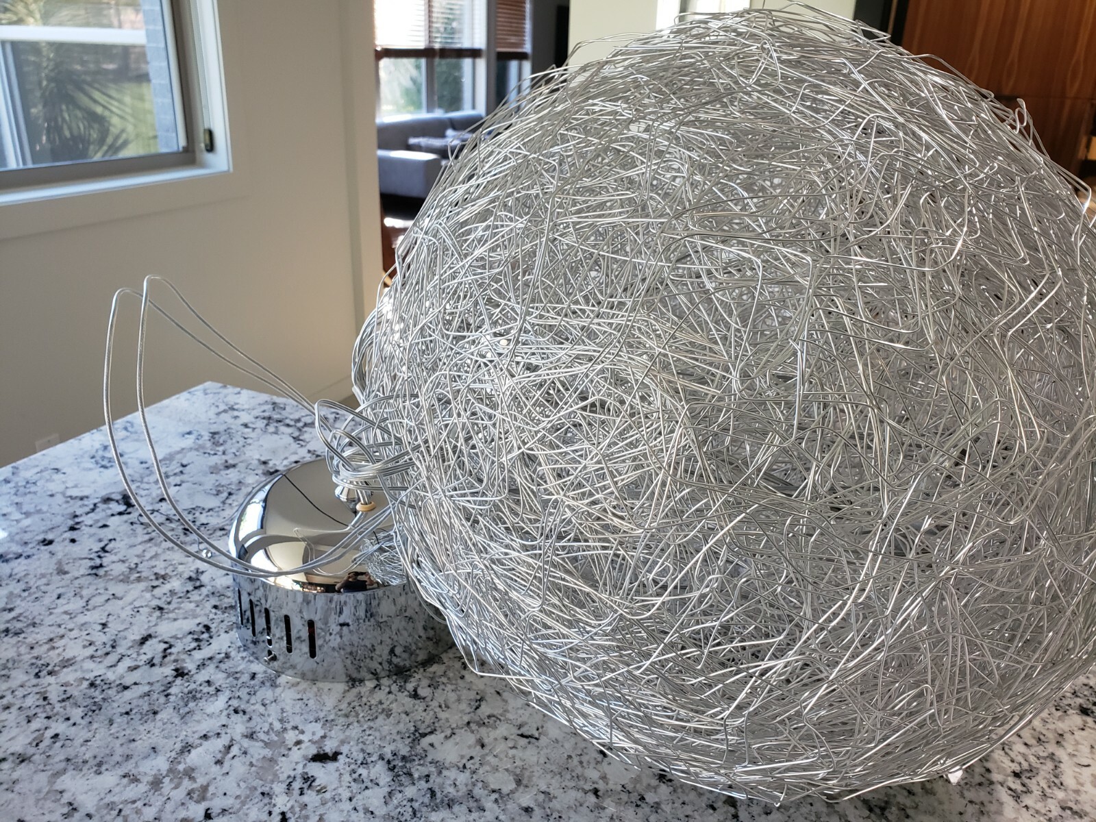 Designer 20" Wire Sphere Pendant Lamp Chrome Ceiling Light Modern / Mid ...