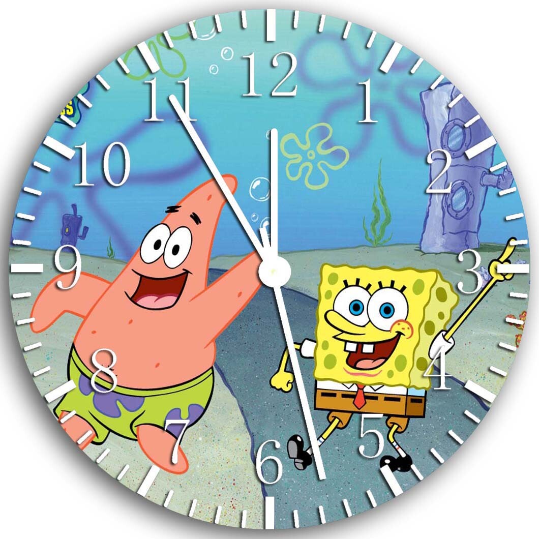SpongeBob Wall Clock Frameless Silent Non-Ticking Great for Decor or ...