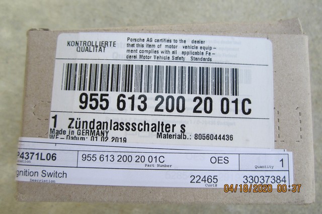 Genuine Porsche Cayenne Ignition Switch OEM 9556132002001C for sale ...