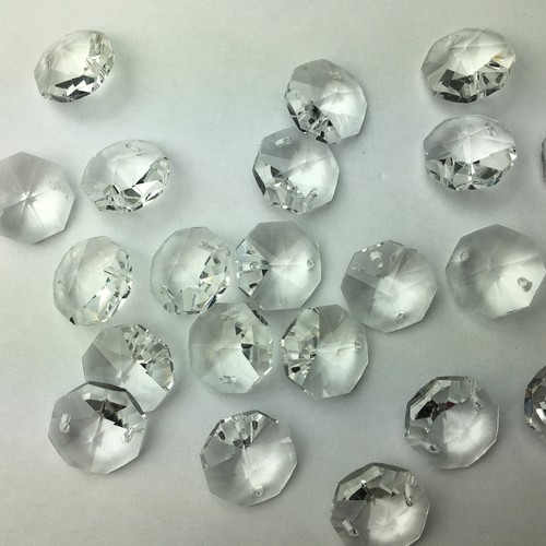 20Pcs 18MM 2 Holes Clear Crystal Glass Octagon Bead Prism Chandelier ...
