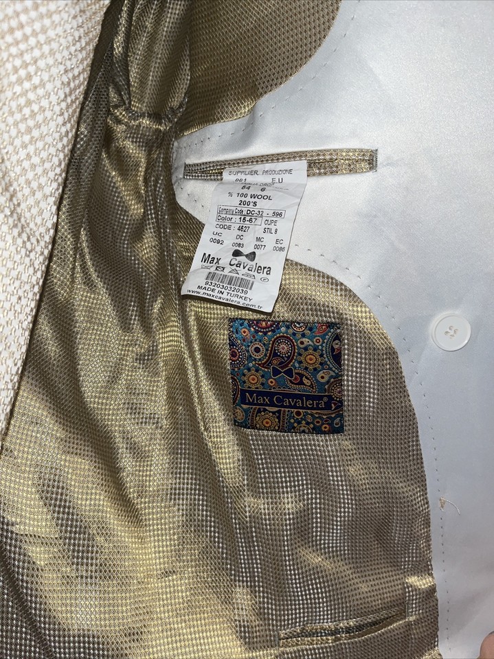 Max Cavalera Men’s 2pc Wool Suit Beige/White Size 54 100% Wool | eBay