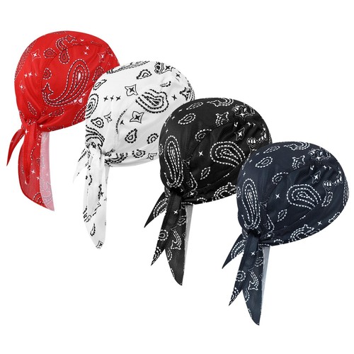 Paisley Pattern Do Rags Skull Cap for Men Cotton 4 Pieces Moisture ...