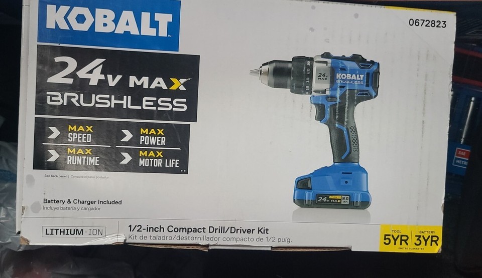 Kobalt 24v Compact Drill 1/2 Inch Driver Kit Cordless 0672823 KDD1424A ...