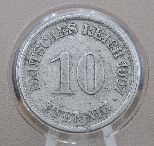 1907 German 10 Pfennig Deutsches Reich - Great condition - Ten Pfennig ...