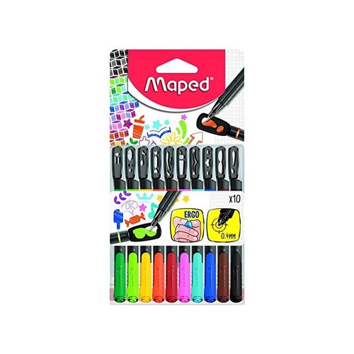 Maped Rotuladores Ergo Graph Pens, Assorted Colours (x10 pens per set ...