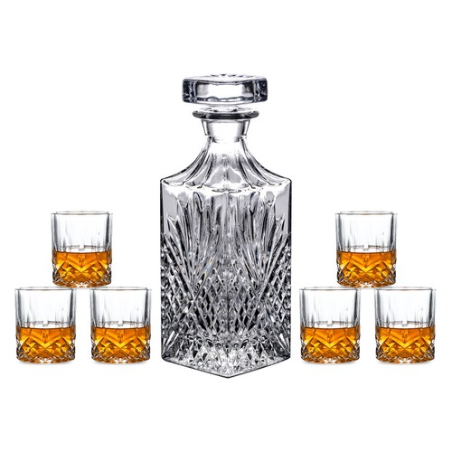 IceBreaker Glass Whiskey Bottle Decanter 900ml with 6 X 300ml Tumblers ...