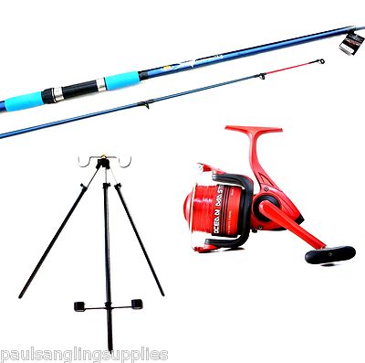 Fission 14ft Sea Fishing Beach Beachcasting Rod Ocean Reel Tripod Kit ...