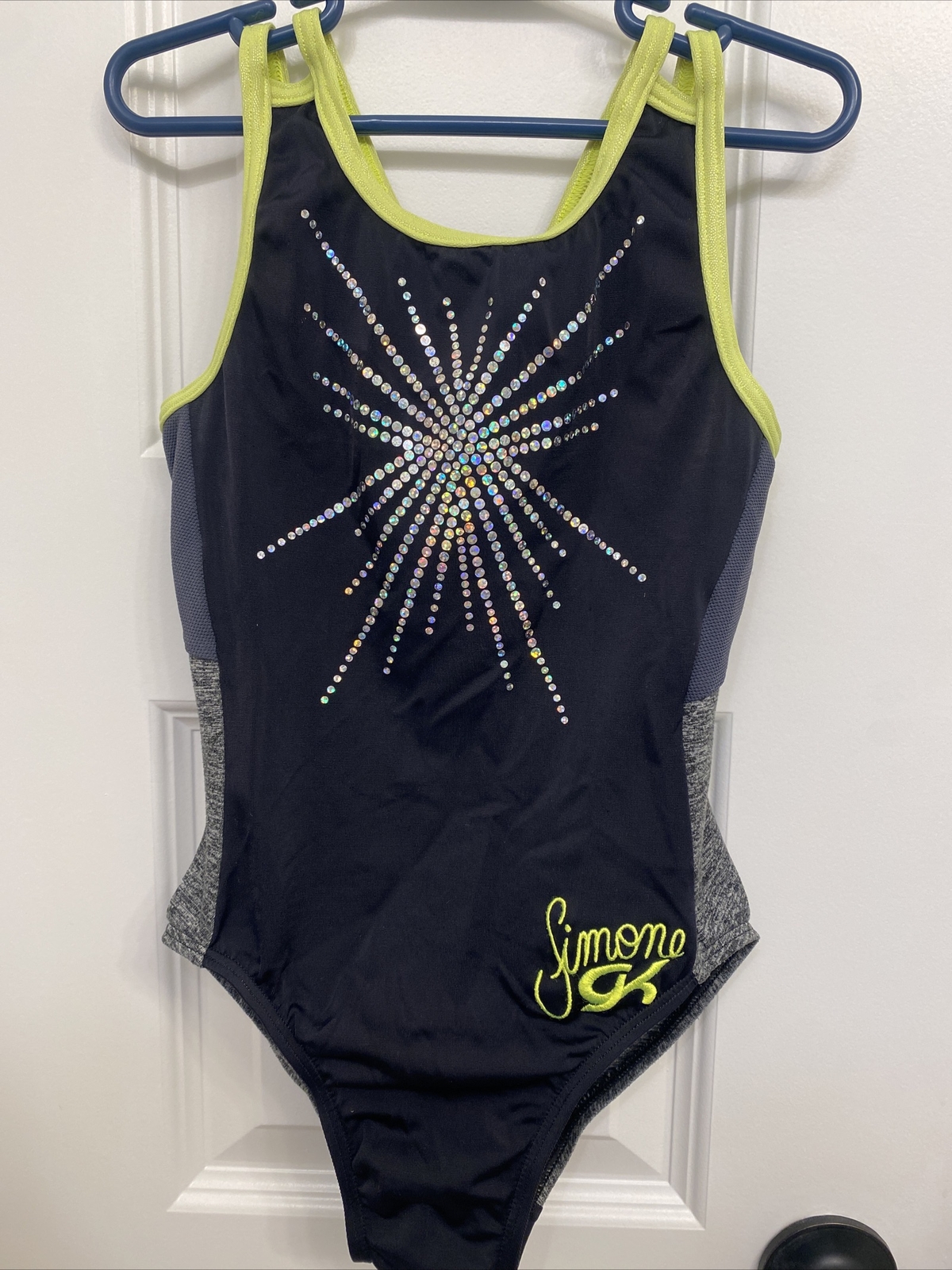 simone biles gk elite gymnastics leotard neon firewor… - Gem