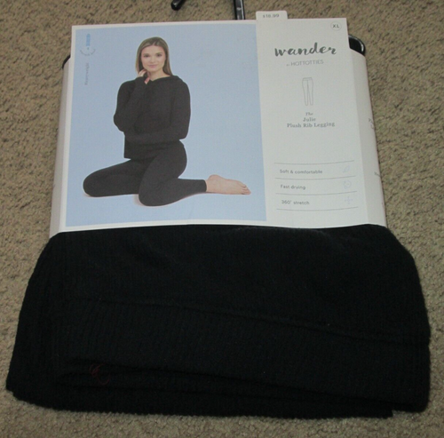 Wander by Hottotties Julie Plush Rib HW Womens' Leggings L-BLACK-NWT ...