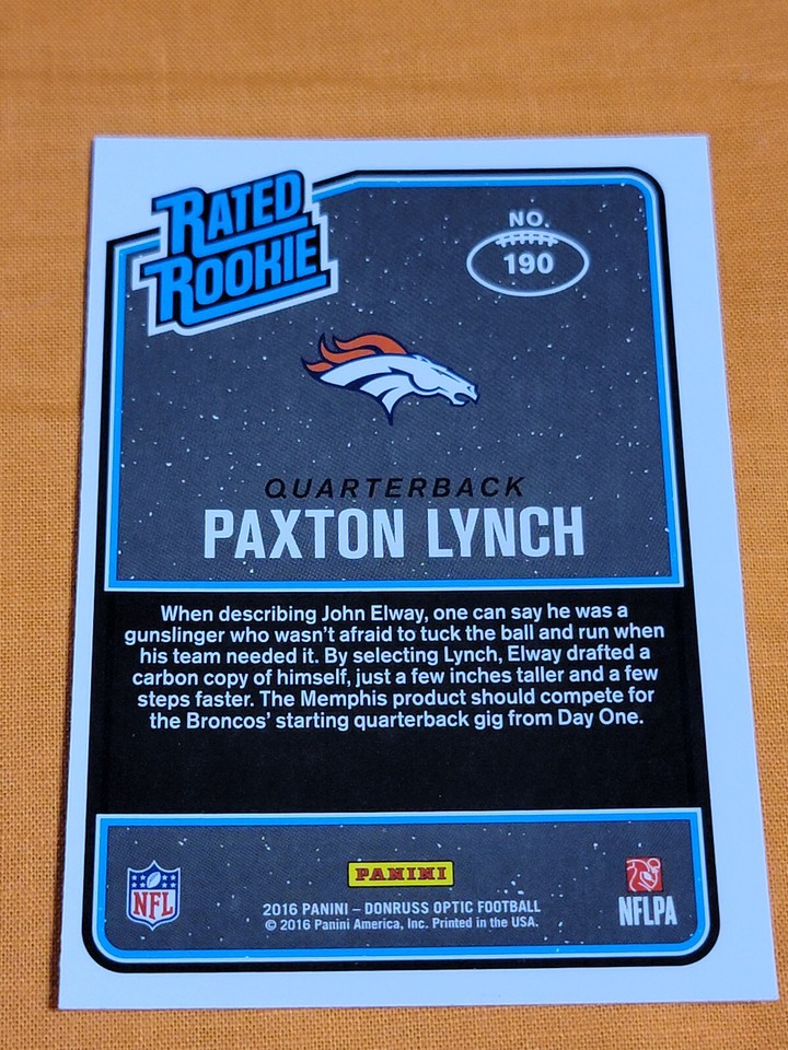 2016 Donruss Optic Paxton Lynch Rated Rookie #190 | eBay