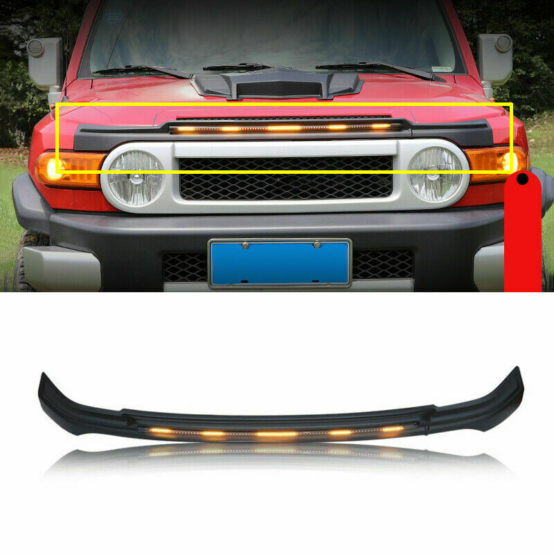 For FJ Cruiser 2006-2017 LED Hood Protector Deflector Bonnet Guard Bra ...