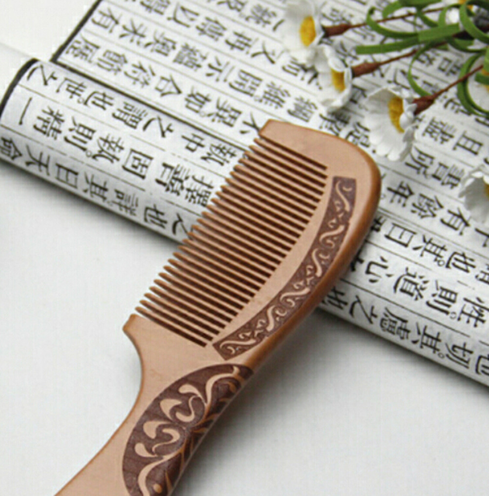 Natural Peach Wood Comb Close Teeth Anti-Static Head Massage Hair ...
