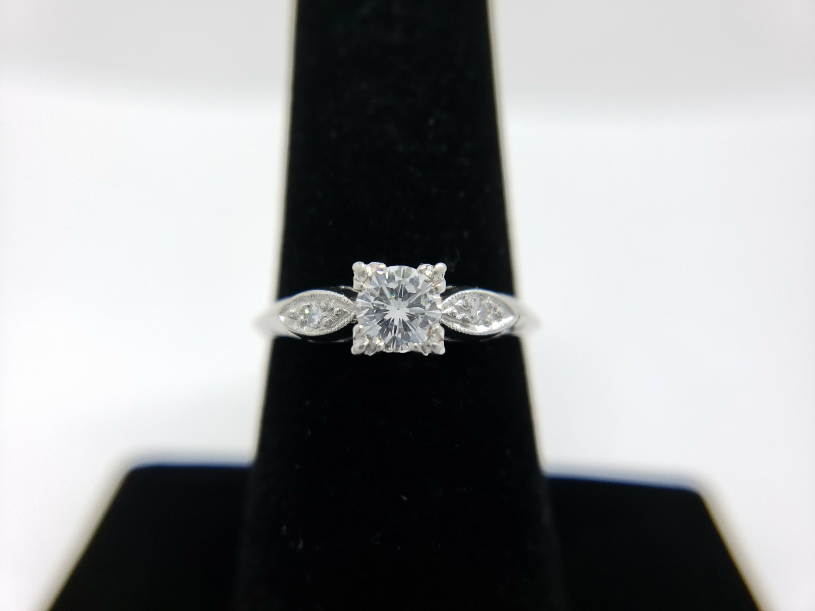 Platinum Round Single Cut Diamond Engagement Ring 1/2… - Gem