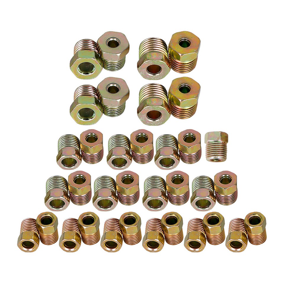 35Pcs 3/16 & 1/4 Tube Brake Line Tubing Fitting Nuts Kit For Inverted ...