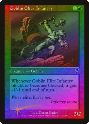 Goblin Elite Infantry FOIL 7th Edition PLD Red Common MAGIC MTG CARD ...