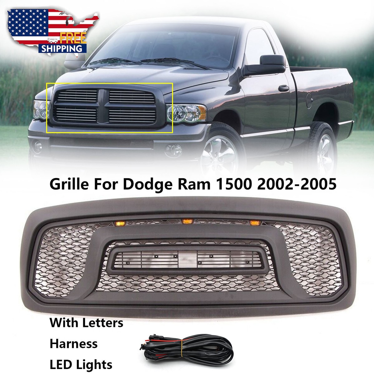 2005 Dodge Ram 1500 Grill Grille Compatible With 2002 2005 DODGE RAM