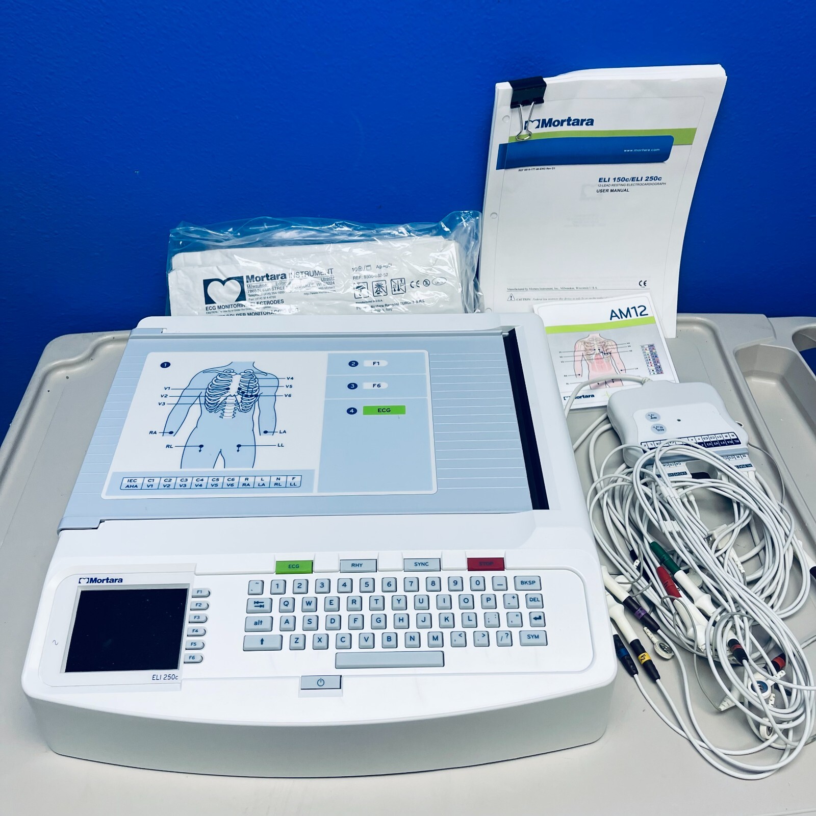 Mortara ELI 250c AM 12 Lead Cable Cardiograph Machine Series 2 w ...