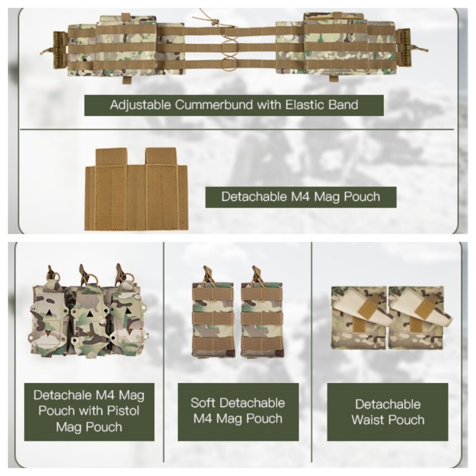 Tactical Vest Chest Rigs Quick Release Lightweight Vest Adjustable for ...