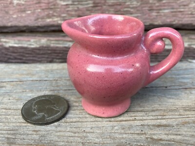VTG MINIATURE OKLAHOMA POTTERY PITCHER SAMPLE SPECKLED PINK GLAZE | eBay