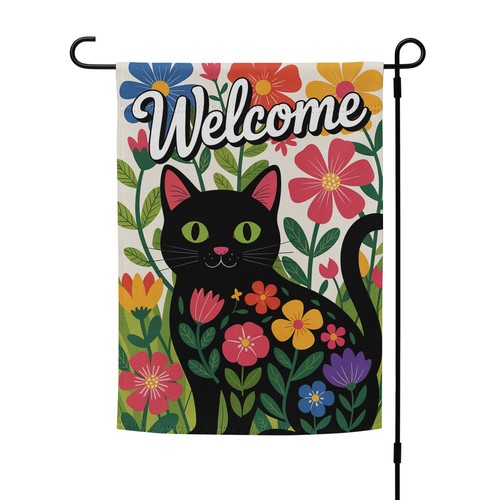 Summer Garden Flag Black Cat | eBay