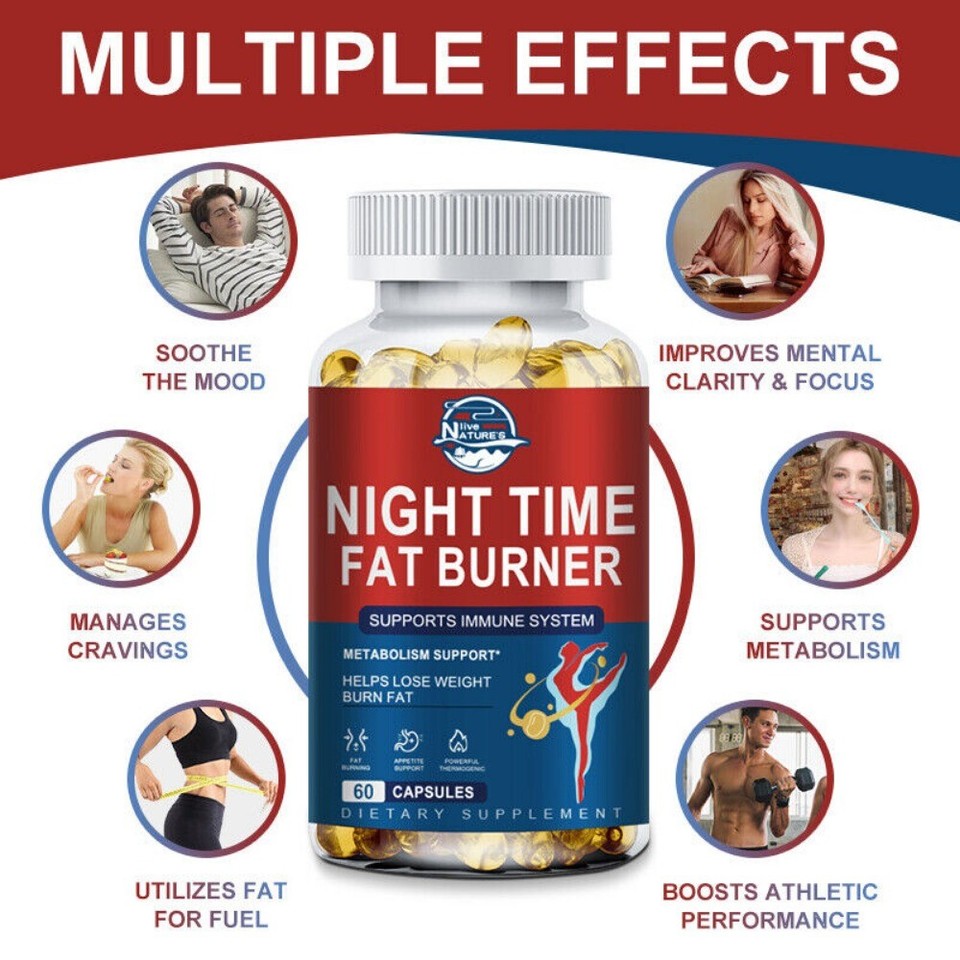 Night Time Fat Burner 60ct Weight Loss Appetite Suppressant Sleep Aid ...