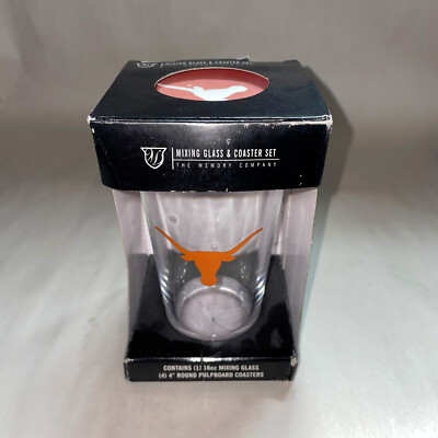 Texas Longhorns 16oz Mixing Glass & (4) 4" Pulpboard Coasters Set | eBay