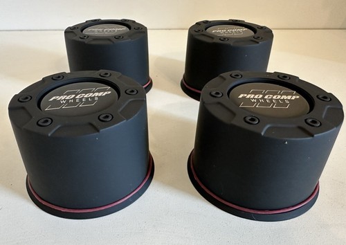 (4) ProComp Black Short Center Caps Set 4.25" Diameter for Push Through ...