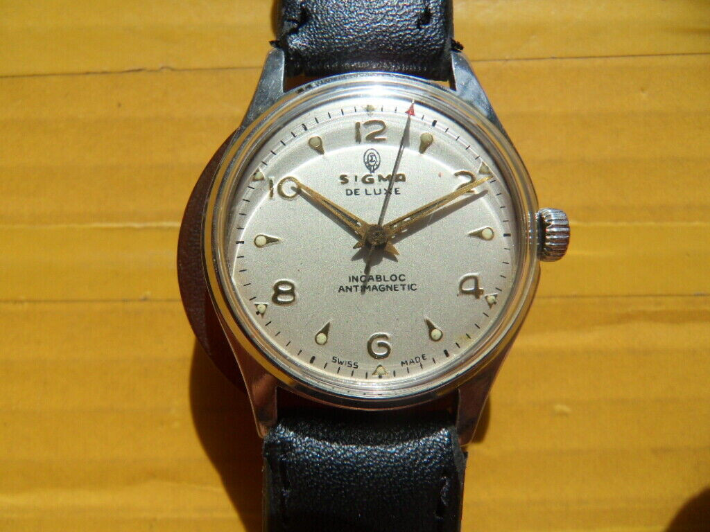 Vintage SWISS SIGMA 19 Jewels Manual Men's Watch,Mili… - Gem