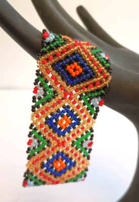 Seed Bead Artisan Made Loom Work Bracelet Multicolor Beadwork 7 1/2" | eBay