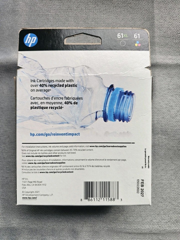 HP 61XL Black and TriColor Combo Ink Cartridges Set Genuine in Box Expires 2-27 | eBay
