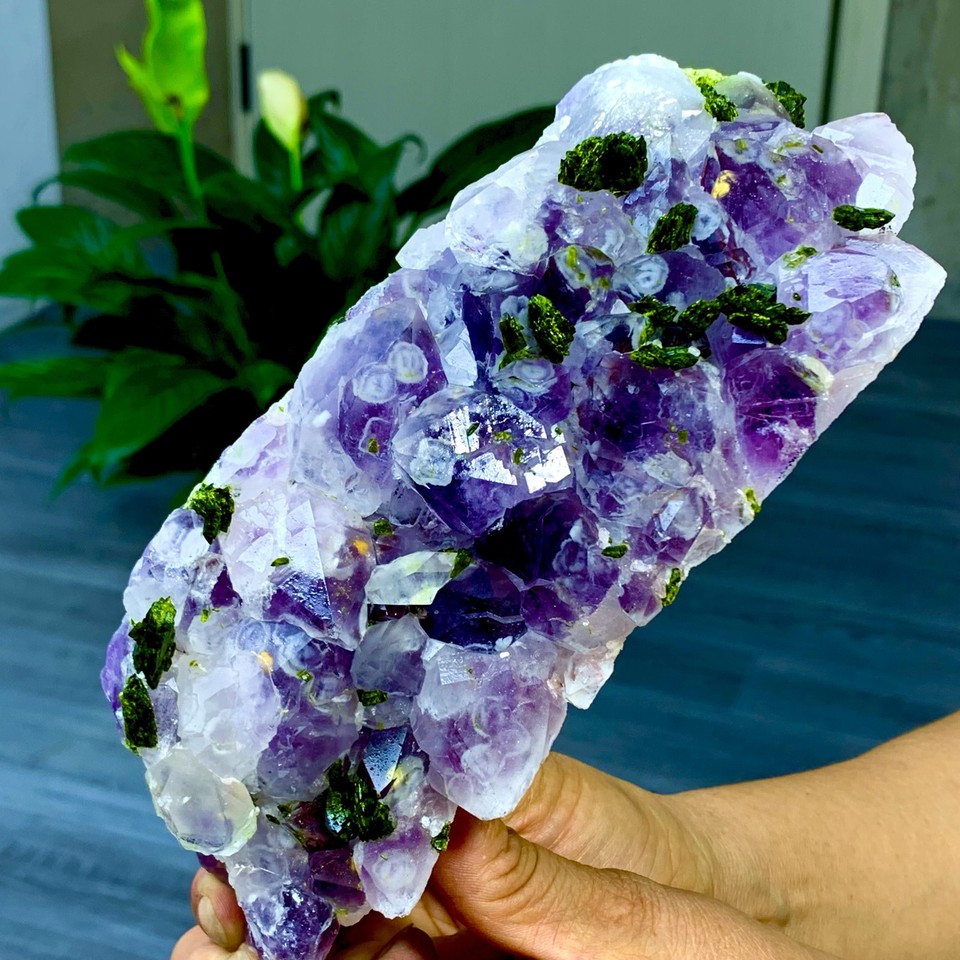2.36LB Rare transparent purple fluorite+green Garden crystal sample ...