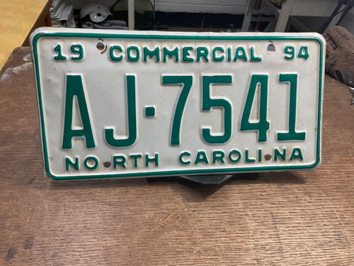 License Plate Tag Vintage North Carolina NC Commercial AJ 7541 1994 ...