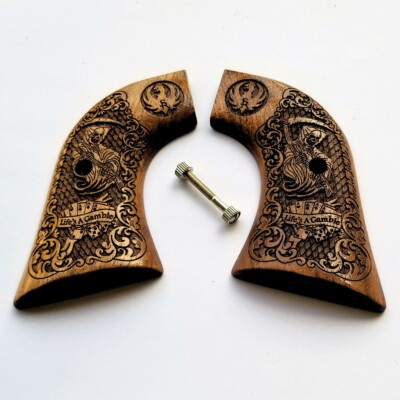 Ruger Vaquero Blackhawk Wrangler Walnut Wood Grips XR3-RED Frame Gamble ...