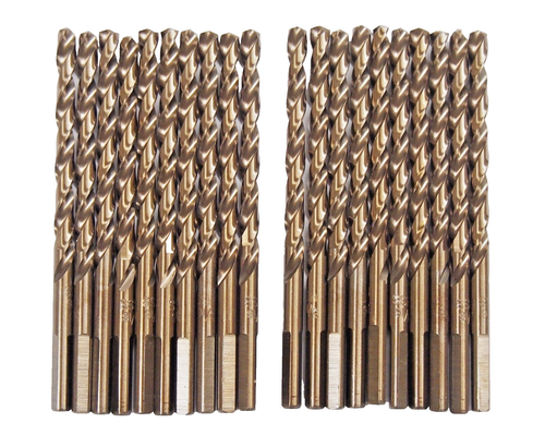 Lot of (20) 3/16" M2 HSS Drill Bits Full Grounded Cobalt Coated Tri ...