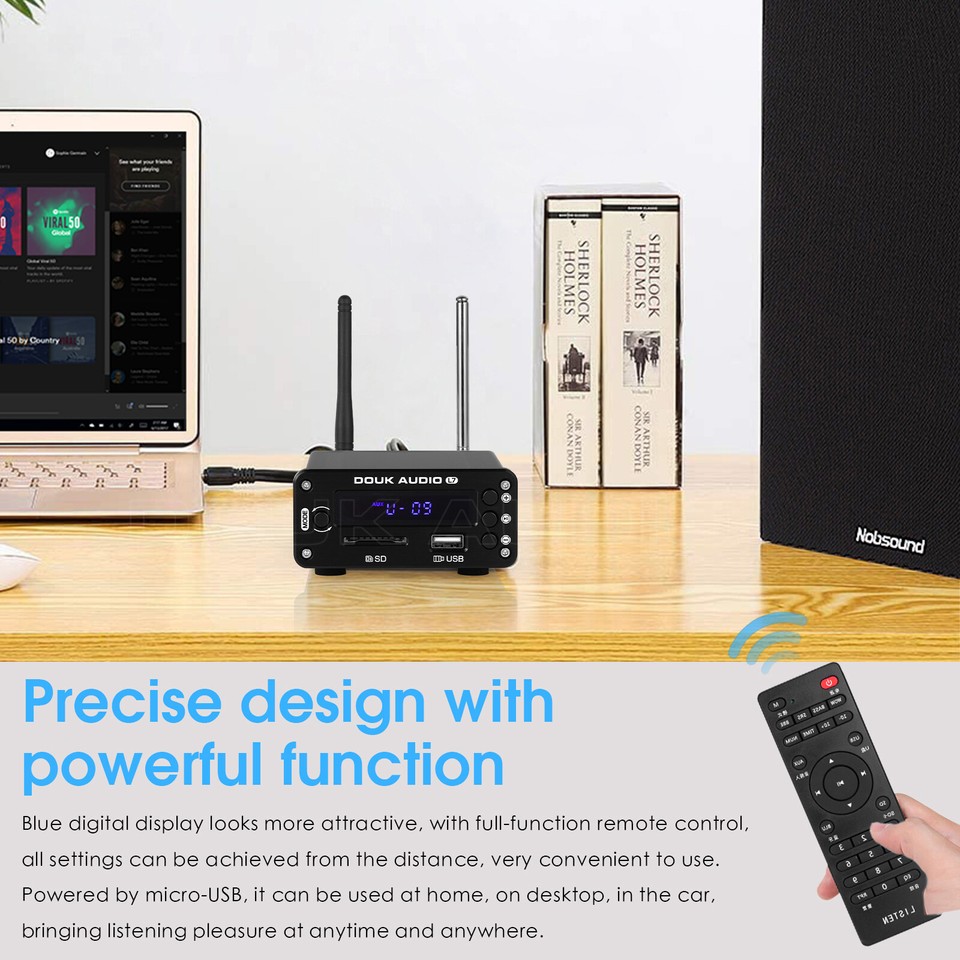 Bluetooth Audio Receiver USB DAC, Stereo Preamp Headphone Amp with SD ...