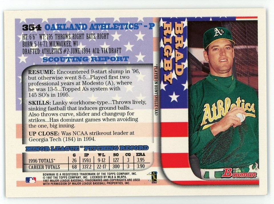 1997 Bowman International Brad Rigby #354 | eBay