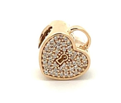 PANDORA 14K GOLD HEART LOCK CHARM WITH CLEAR CZ - NEW WITH BOX | eBay ...