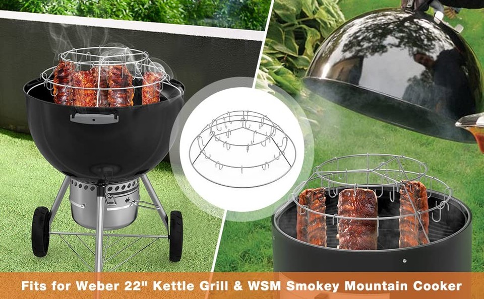 Onlyfire Rib Hanging System, Stainless Steel 3-Tier Rib Hanger with ...