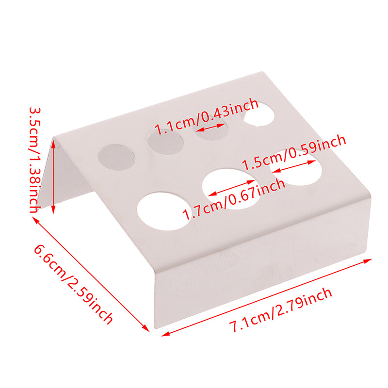 7 Holes Stainless Steel Rectangle Tattoo Ink Cup Holder Stand Pigment ...