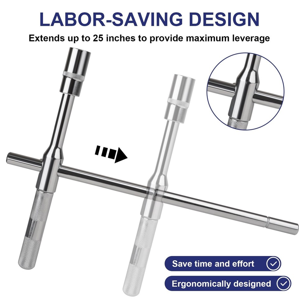23" Extended Lug Wrench 4 Way Heavy Duty Tire Iron Lug Wrench with ...