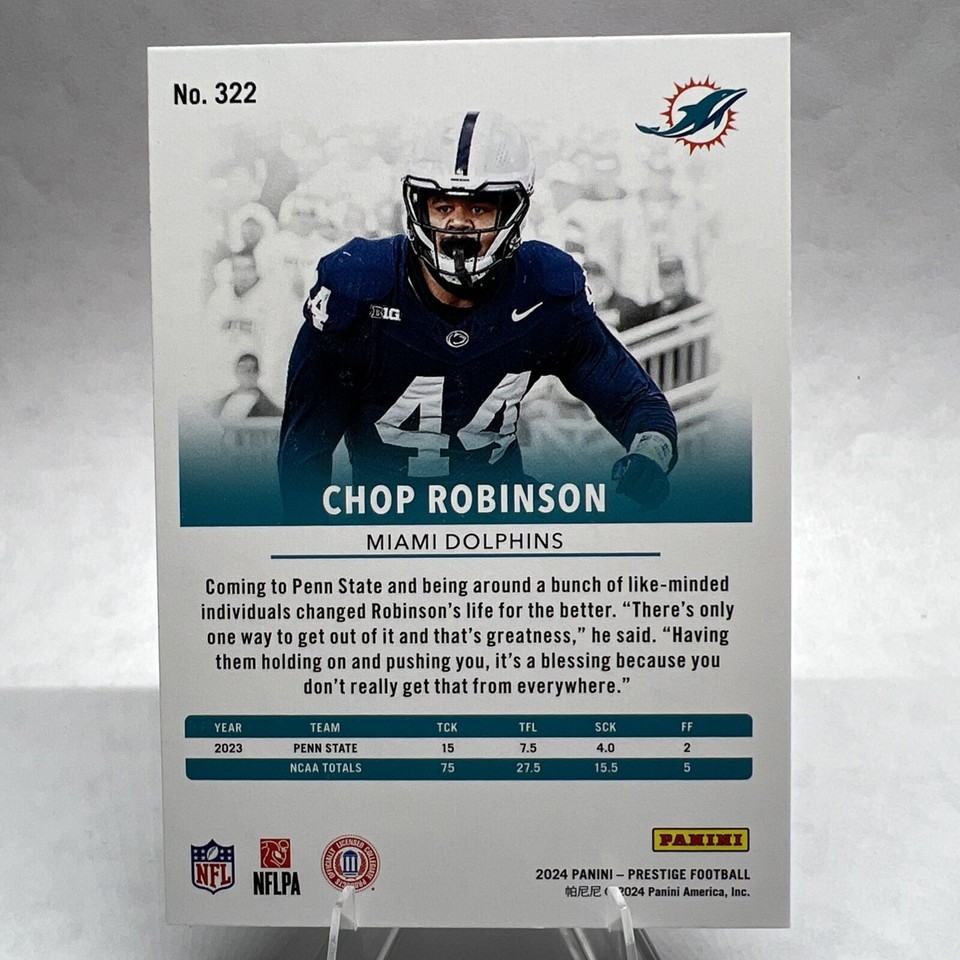 Chop Robinson RC 2024 Prestige Xtra Points Sunburst parallel #322 Miami ...