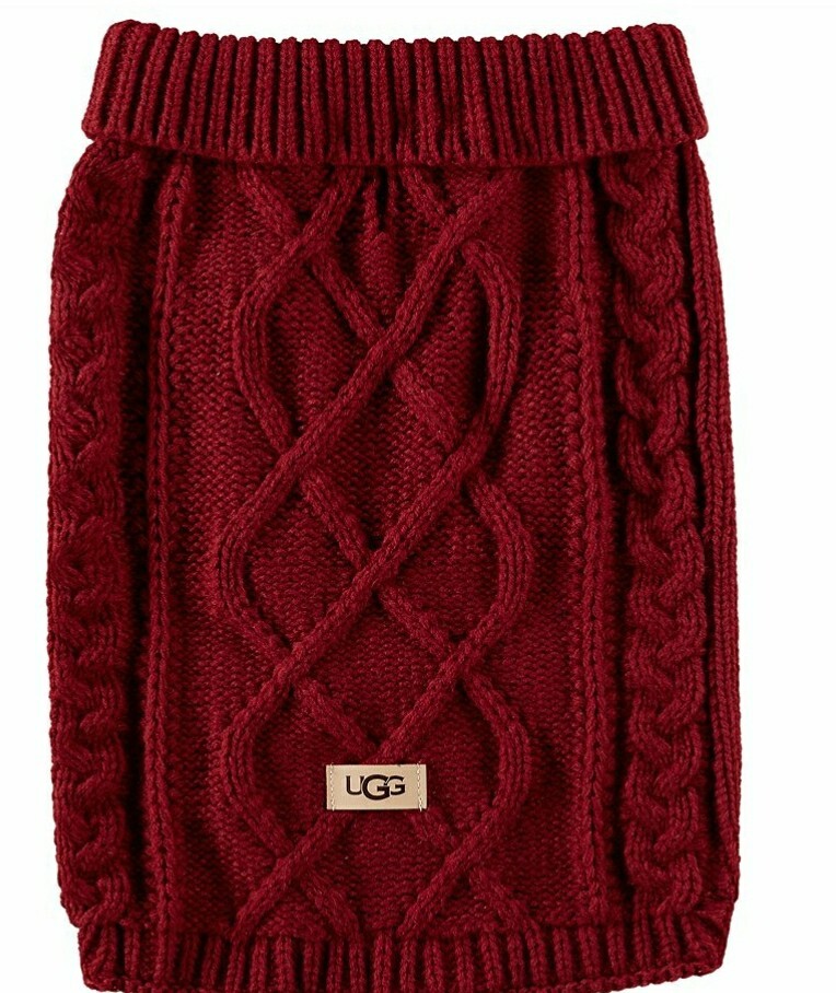 UGG Pet-Classic Cable Knit Dog Sweater Size Medium in Autumn Red NEW ...