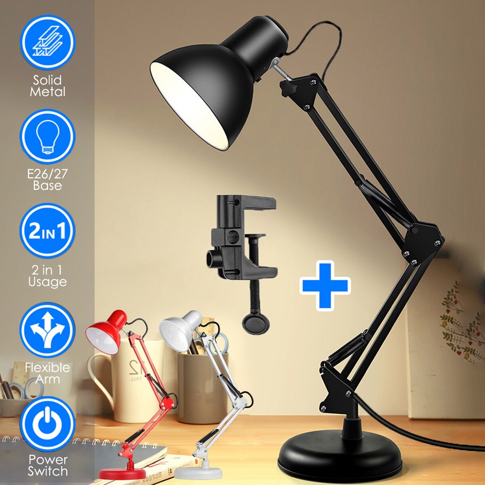 Metal Desk Lamp Adjustable Swing Arm with Interchangeable Base And ...