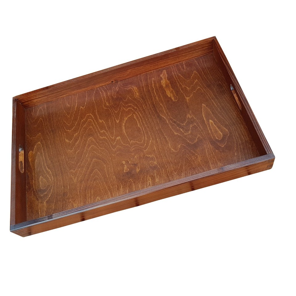 Extra Large Wooden Serving Tray 60 cm x 40 cm x 6 cm, - Brown | eBay UK
