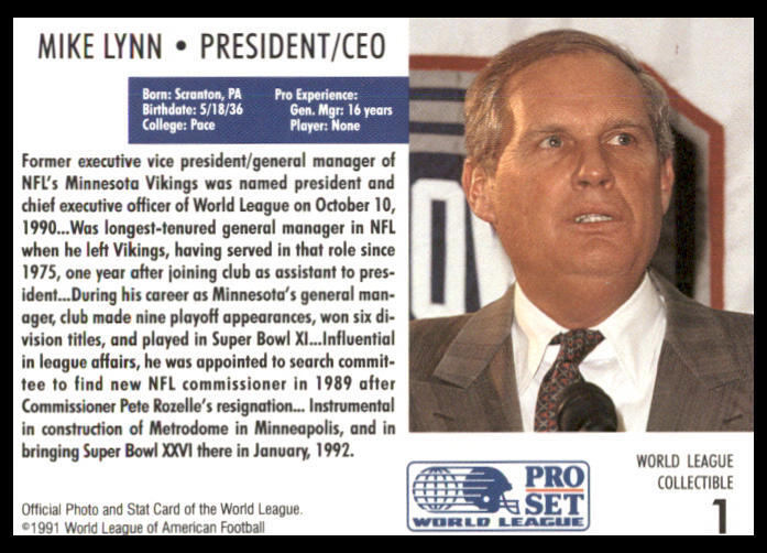 1991 Pro Set #1 Mike Lynn | eBay