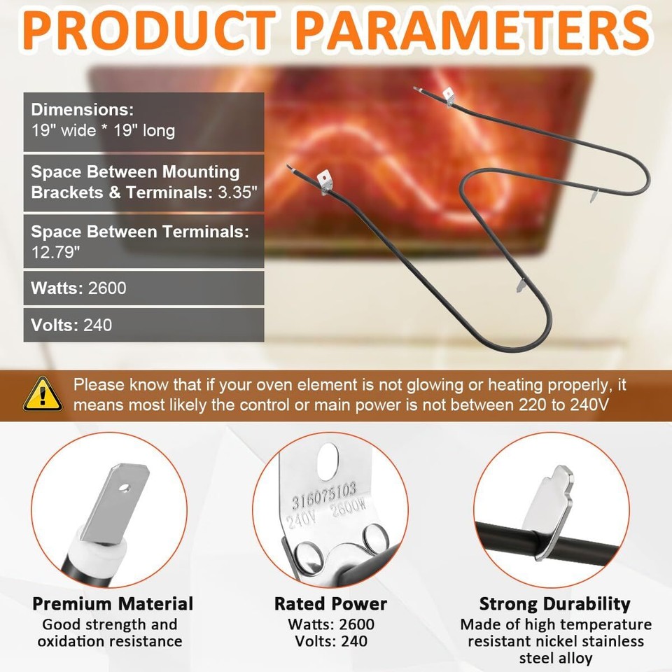 316075104 for Frigidaire Electrolux Range Oven Bake Lower Unit Heating ...